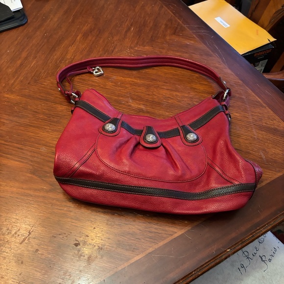 Brighton | Bags | Brighton Red And Black Leather Shoulder Bag | Poshmark